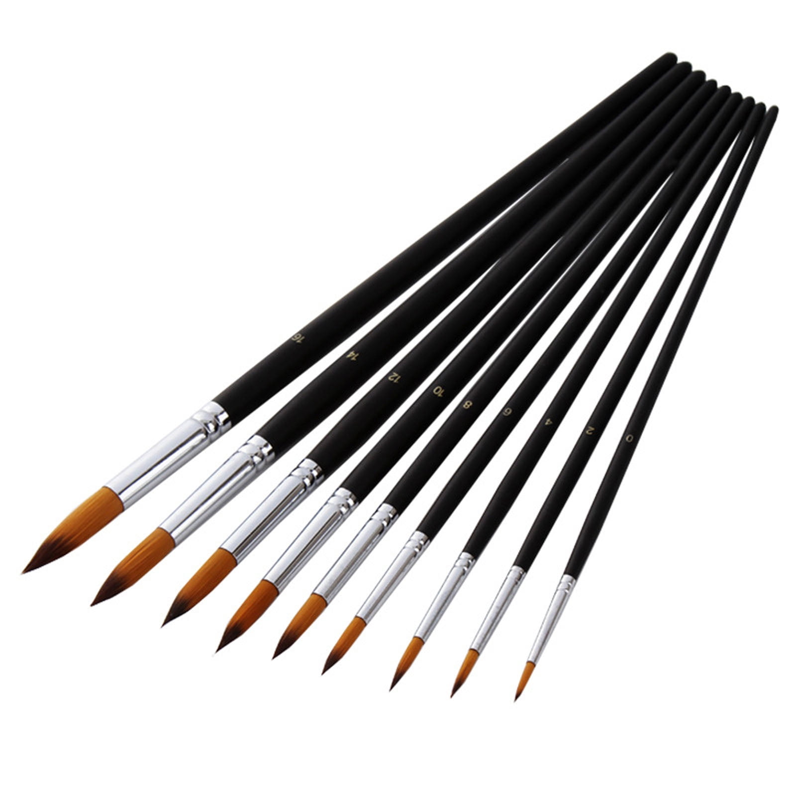 9 Acrylic Painting Brushes Round Pointed Slanted Flat for Head for ...