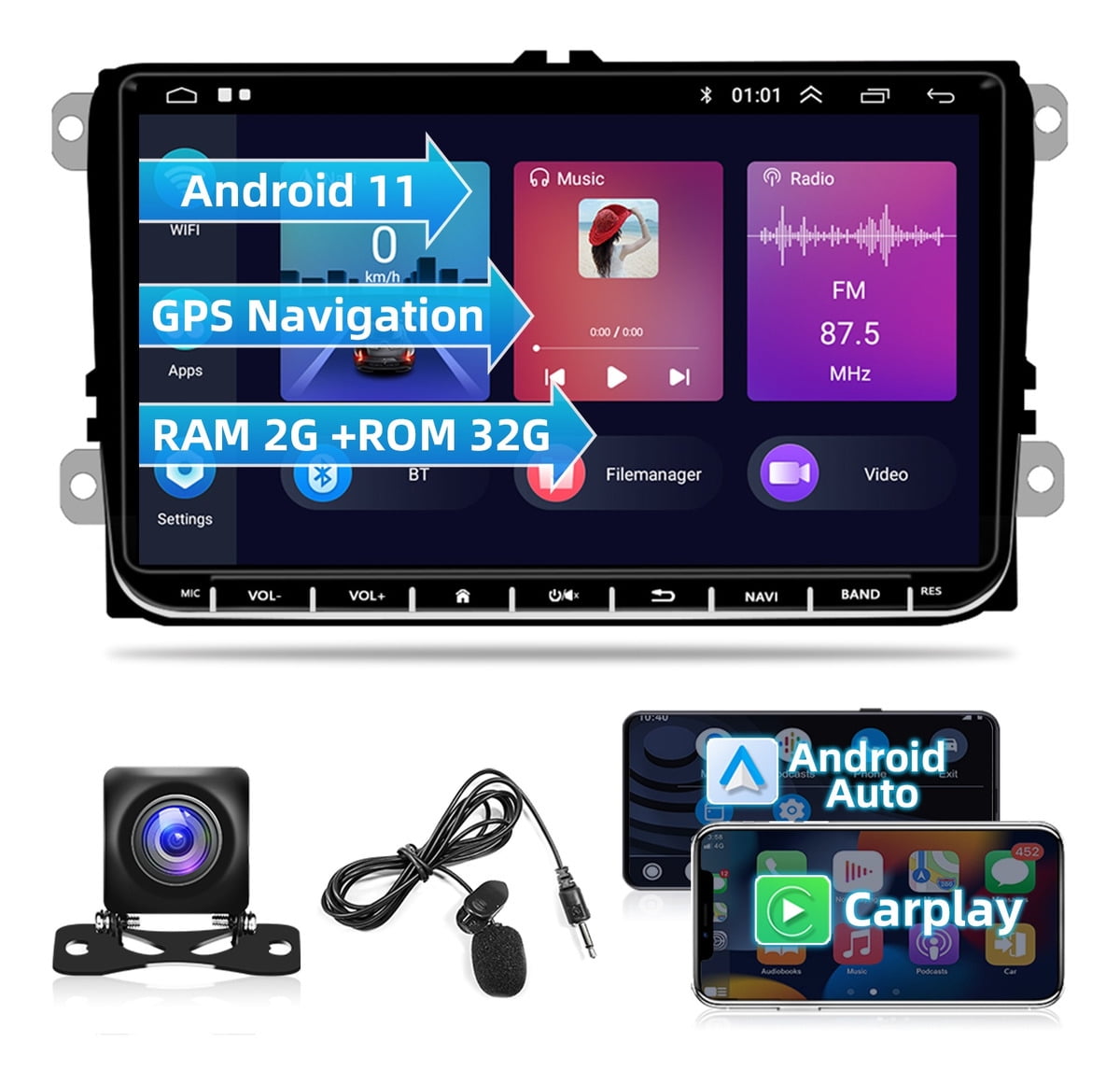 Torovo Car Radio 9 Android 11 Radio Car Stereo 2g+32g for Vw Golf Jetta ...