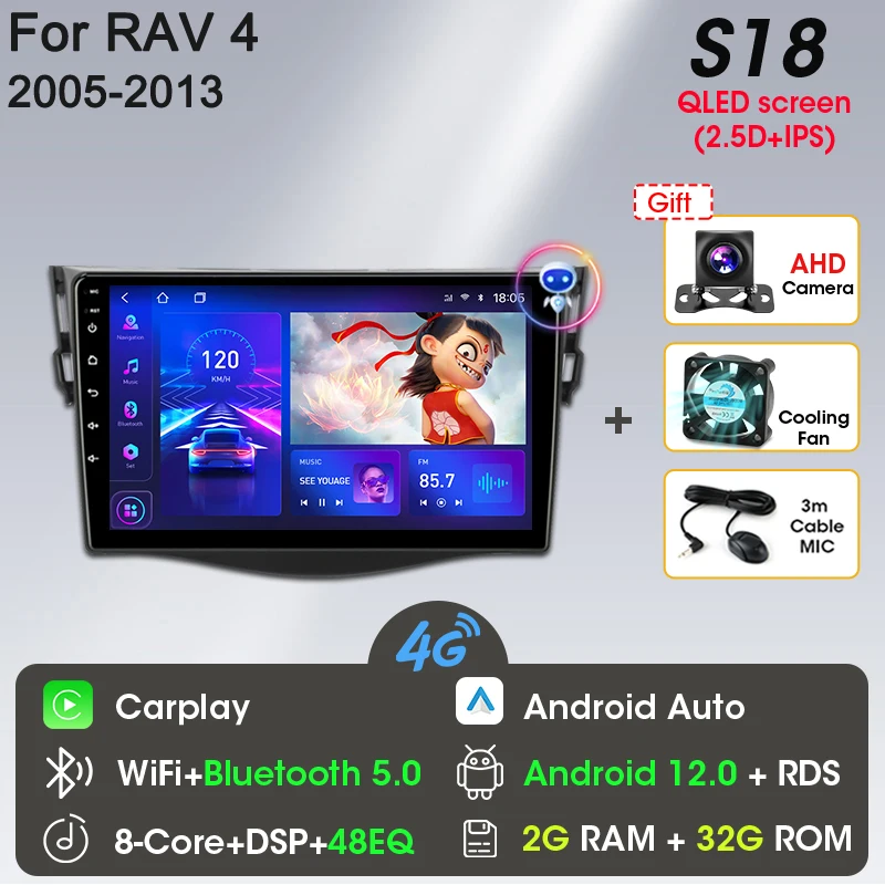 9" Android 12 Car Radio For Toyota RAV4 Rav 4 2005-2013 Multimedia ...