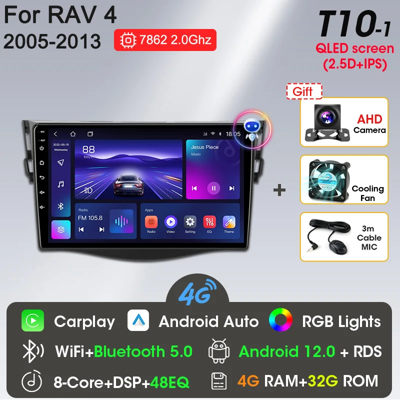 9" Android 12 Car Radio For Toyota RAV4 Rav 4 2005-2013 Multimedia ...