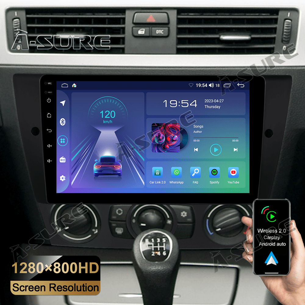 9" Android 13 Wireless CarPlay Car Stereo Radio for BMW 3 Series E90 ...