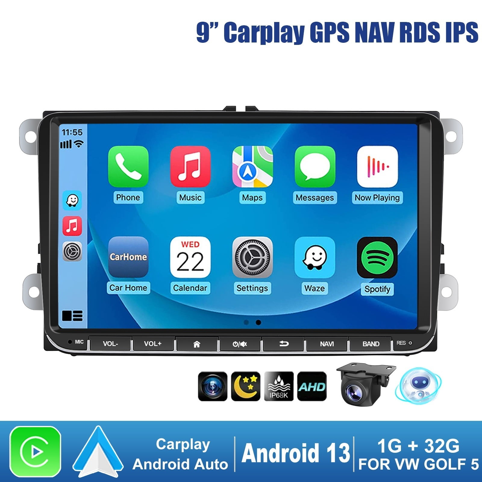 9" Android 14 4+64G CarPlay Car Stereo Radio for VW Golf 5 6 Passat B6 B7 Polo Touran Tiguan ...