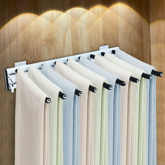 9 Arms Slide Out Pants Storage Holder Pull Out Trouser Rack Closet ...