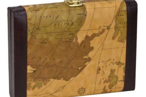9" Backgammon Set In Brown Vinyl Map Design Case - Walmart.com