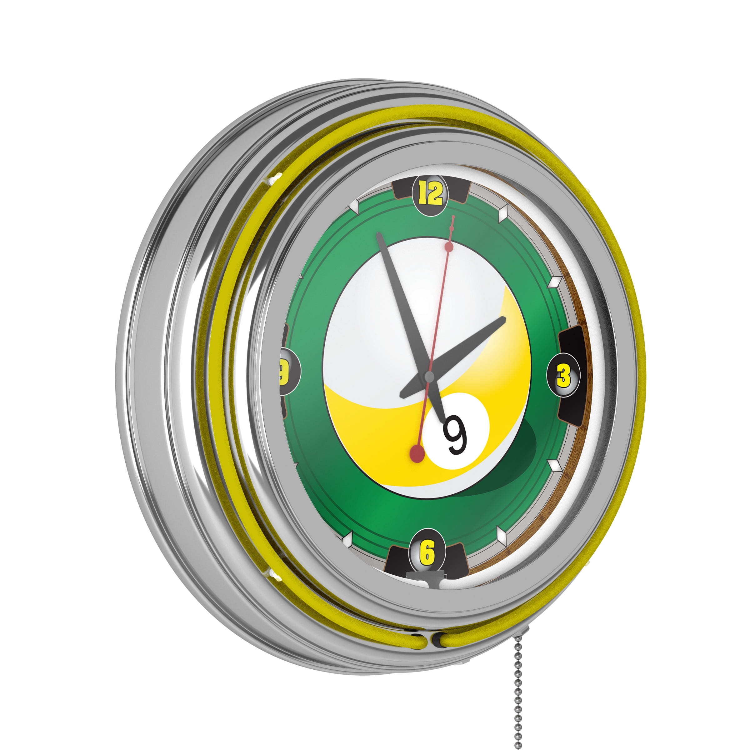9 Ball Retro Neon Analog Wall Clock with Pull Chain - Walmart.com