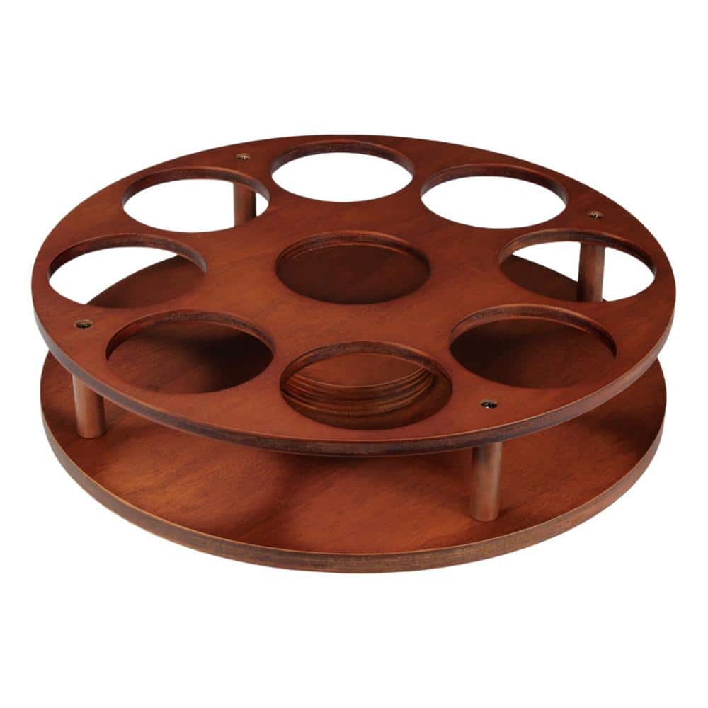 9-Bottle Brown Wood Turntable Countertop Wine Rack, Rotating Coffee ...