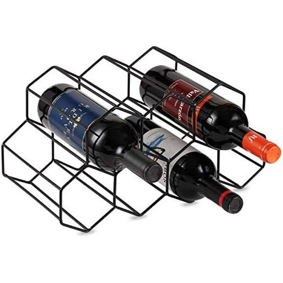 9-Bottle Countertop Wine Rack, Honeycomb Standing Metal Wine Holder ...