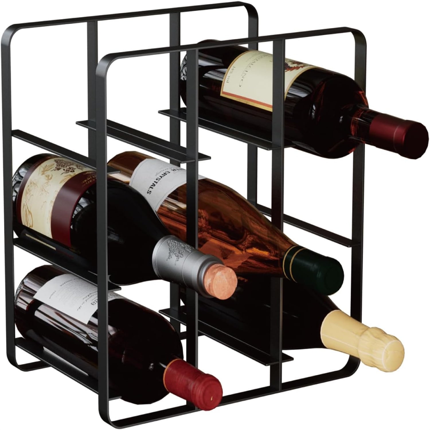 9-Bottle Metal Wine Rack, Freestanding Holder Organizer for Red and ...