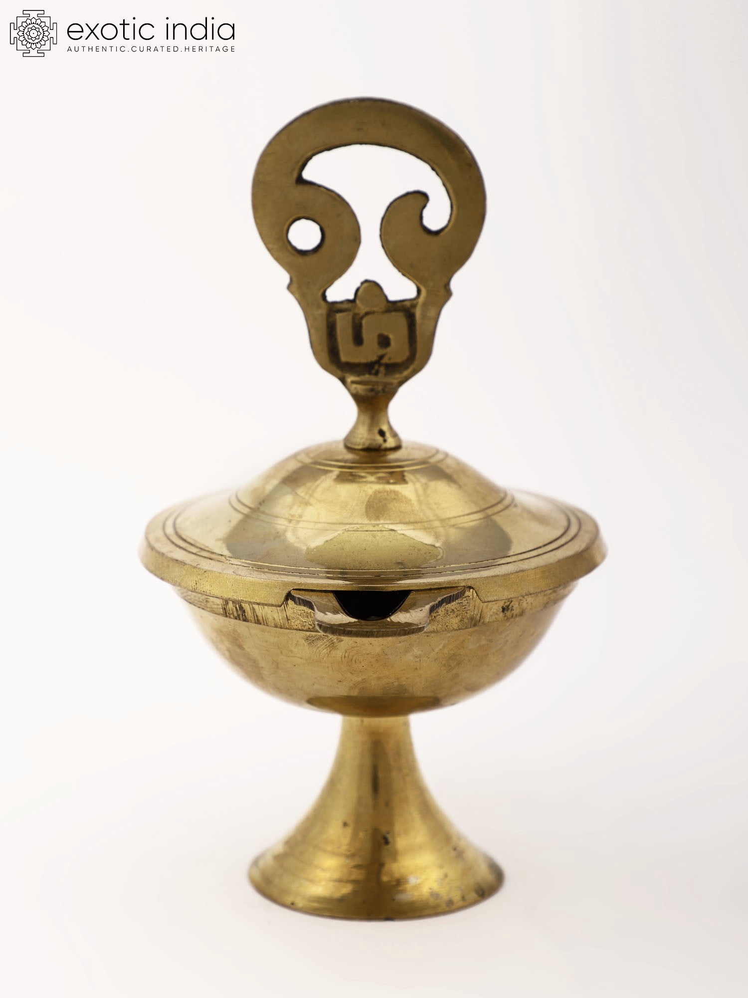 9" Brass Tamil Om Oil Lamp | Handmade | Made in India - Walmart.com