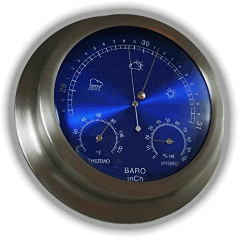 9" Brushed Aluminum Contemporary Barometer with Temperature and ...