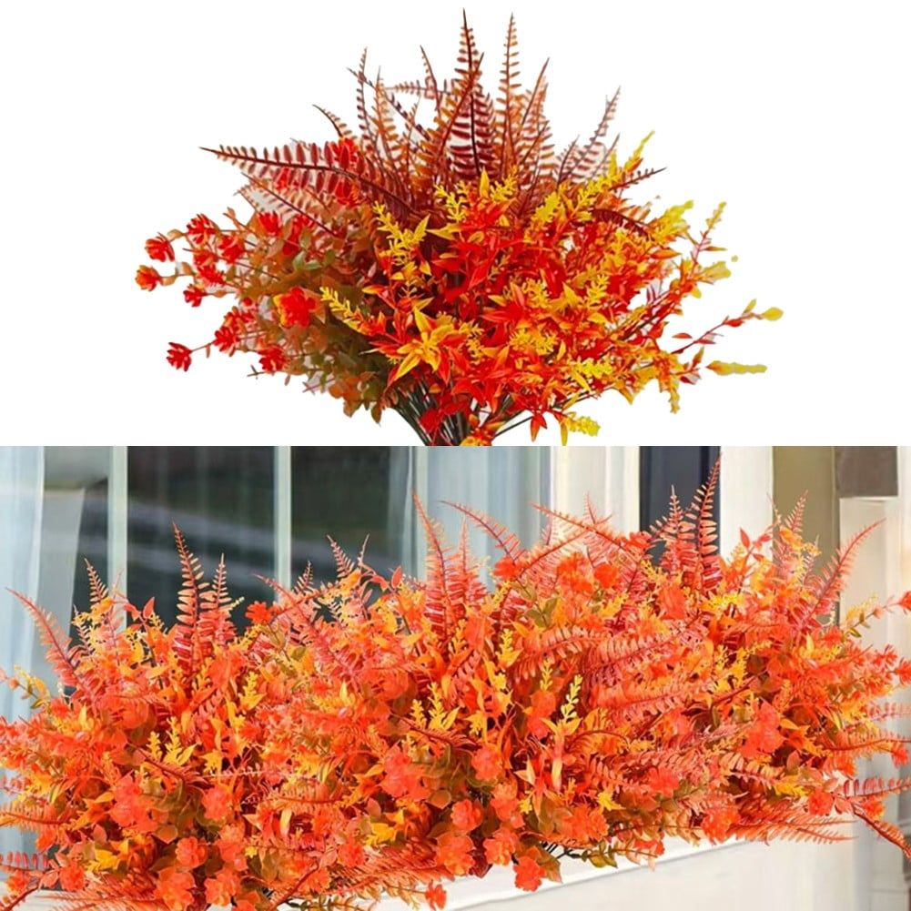 9 Bundles Artificial Fall Flowers Fake Autumn Plant Outdoor UV ...