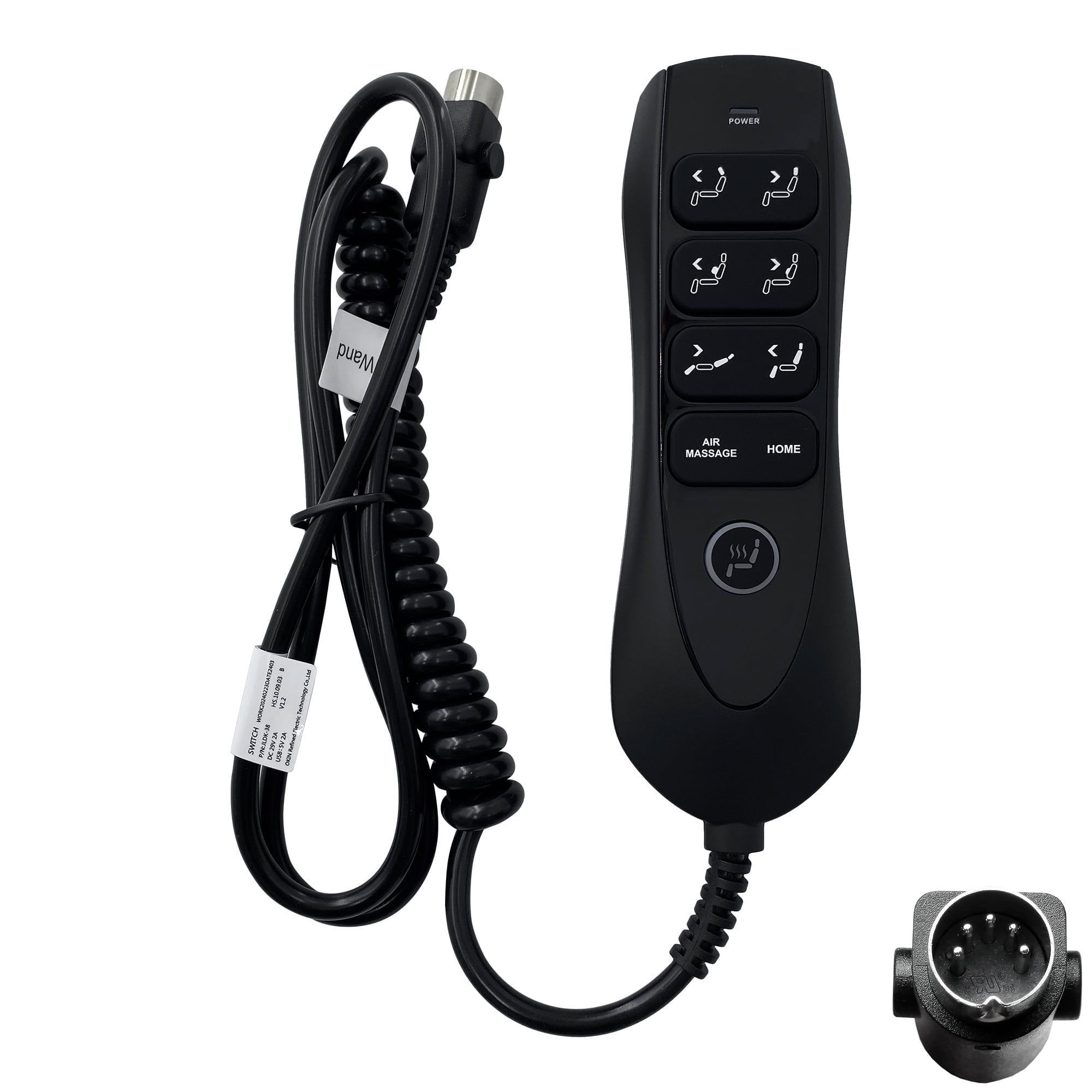 9 Button 5 Pin Okin Massage Remote Hand Control Model HS.10.09.03 with ...