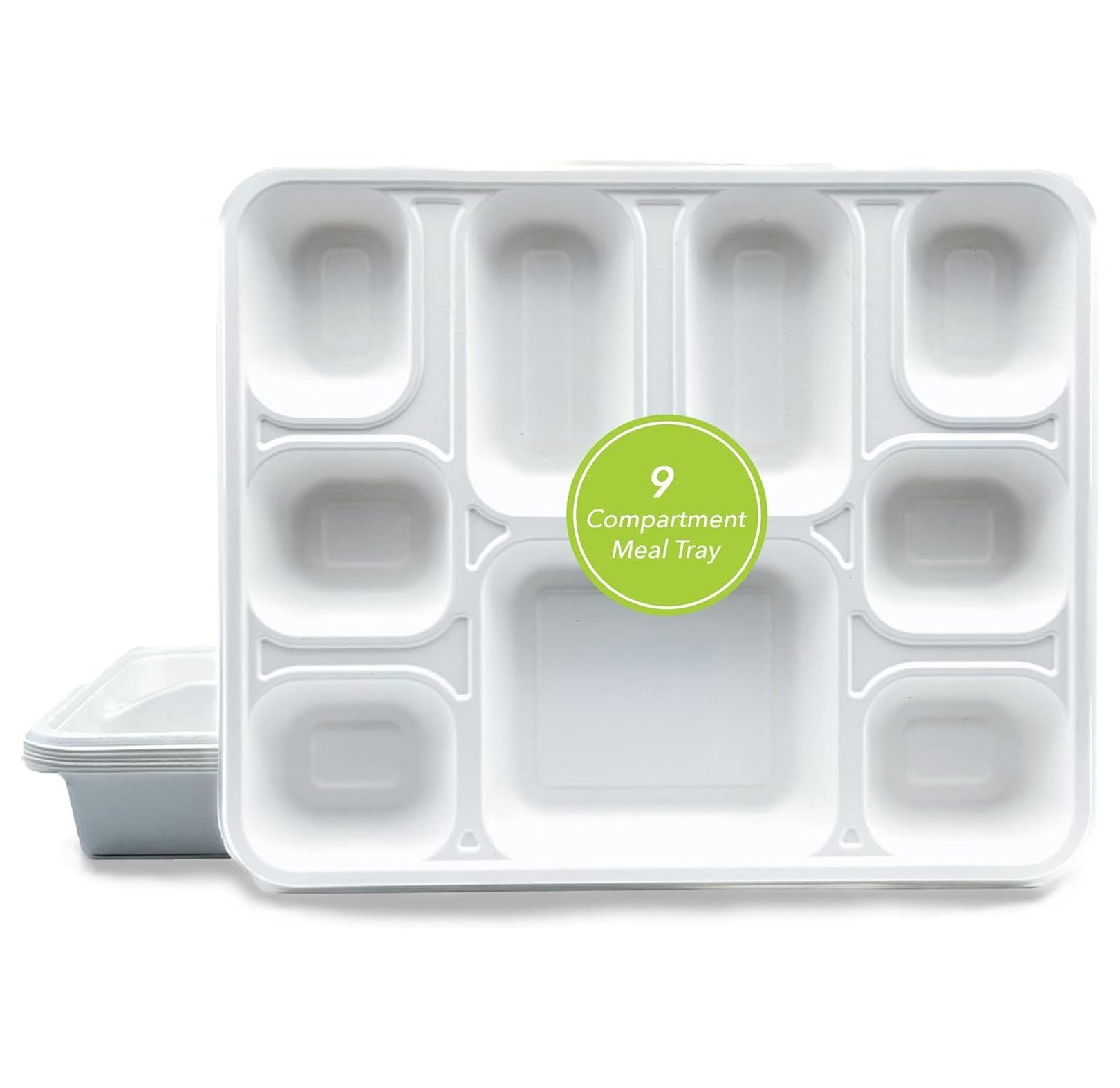9 COMPARTMENT BAGASSE RECTANGULAR PLATE, 25 Ct. Heavy-Duty- Super ...