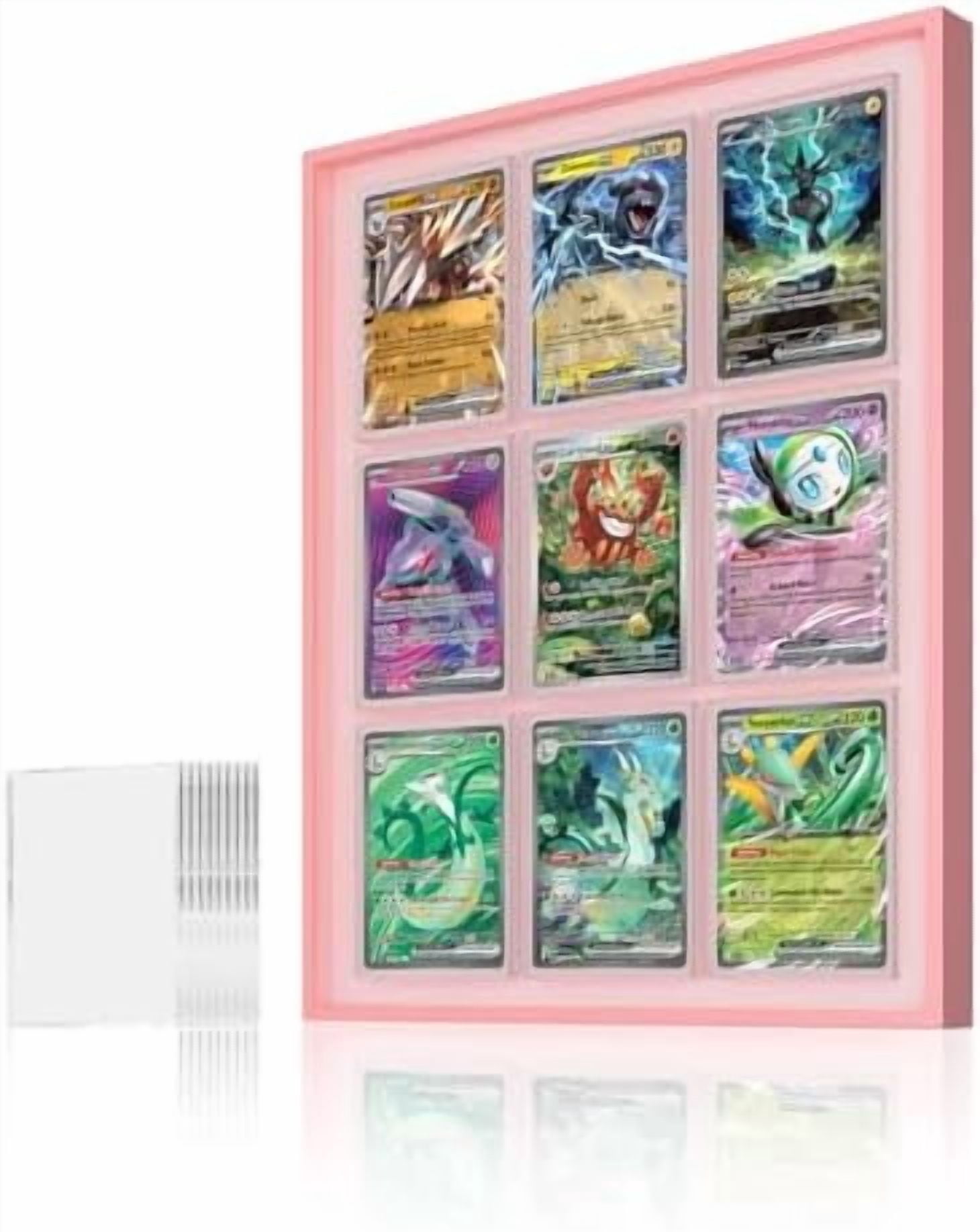 9-Card Aluminum Alloy Pink Trading Card Display Case, Seamless Frame ...
