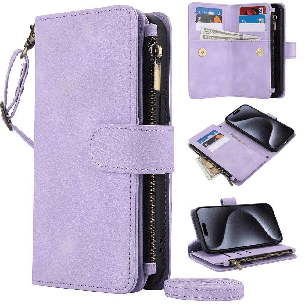 9 Card Slots Wallet Flip Zipper Leather Phone Case For Samsung Galaxy ...