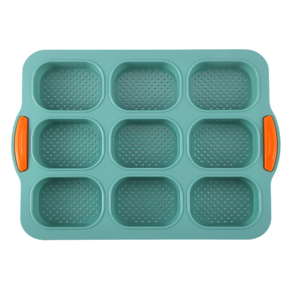 9 Cavities Silicone Baking Pan Mini Non Stick Bread Baguette Mould ...