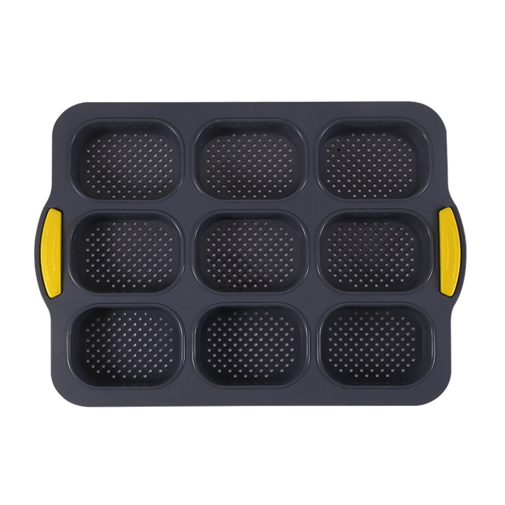 9 Cavities Silicone Baking Pan Mini Non Stick Bread Baguette Mould ...
