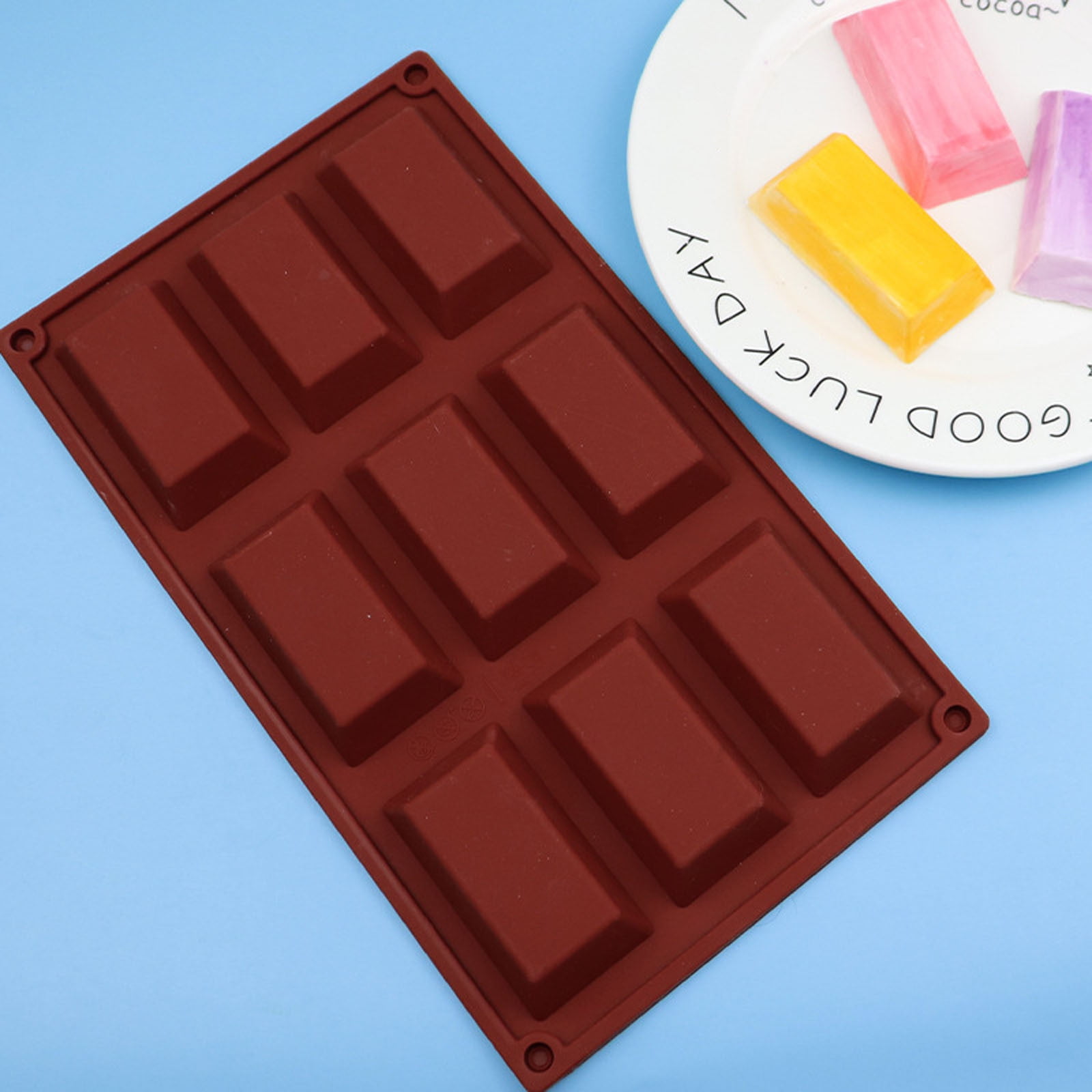 9 Cavities Trapezoid Blocks Silicone Mold, Food-Grade Non-Stick ...