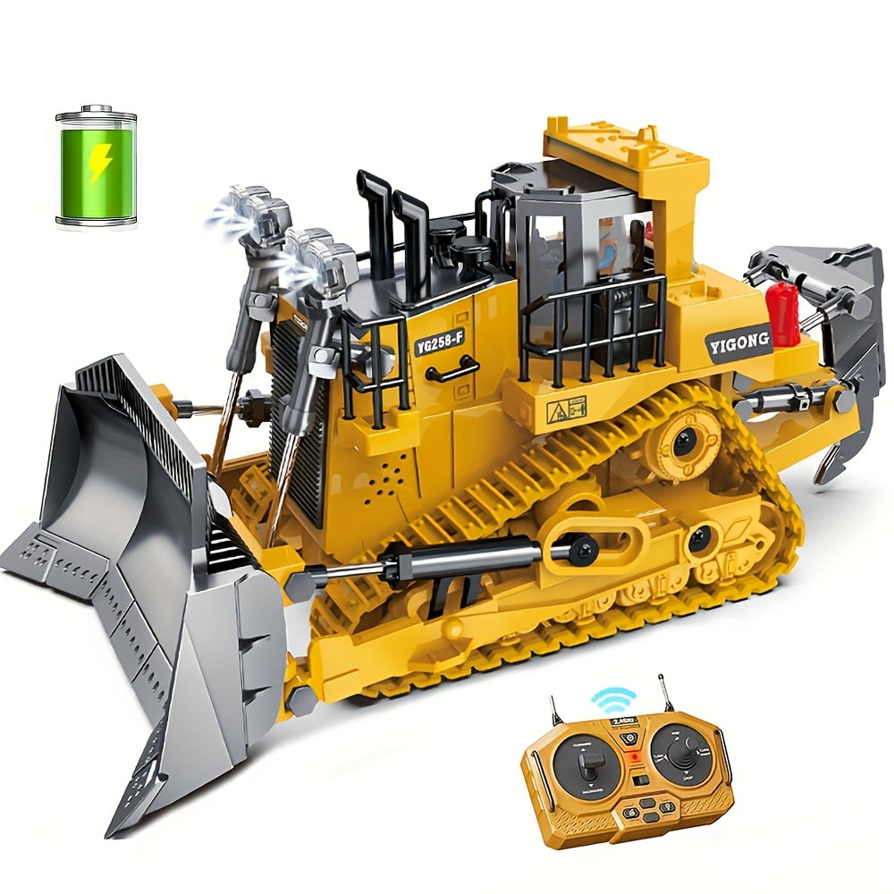 9-Channel Metal RC Bulldozer - Realistic Remote Control Kids ...