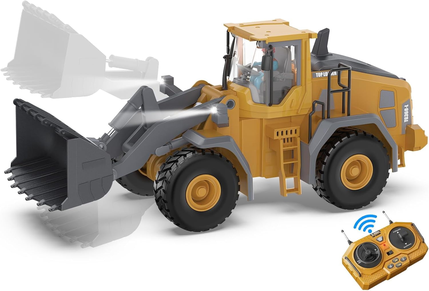 9-Channel Metal RC Wheel Loader - Remote Control Kids Construction Play ...
