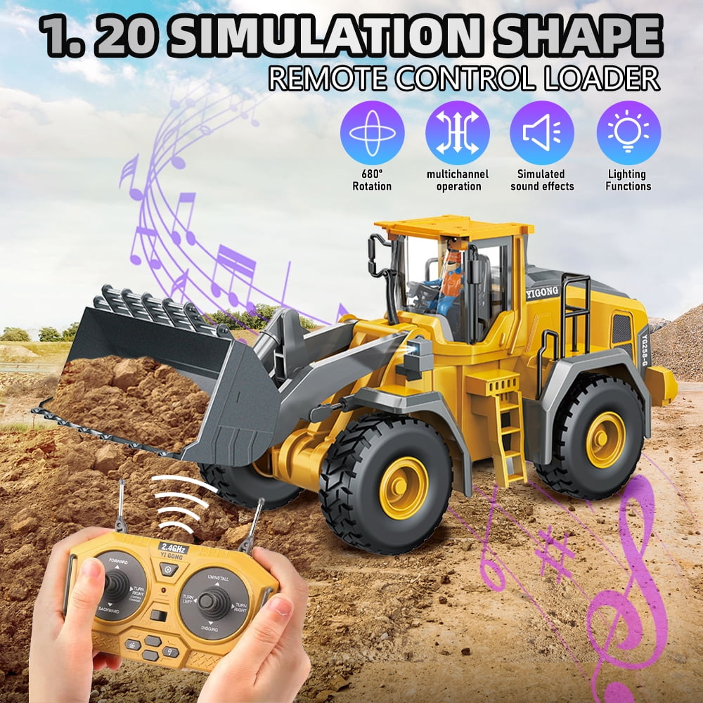 9 Channel RC Front Loader, 4WD Alloy Shovel Loader Tractor, 2.4Ghz RC ...