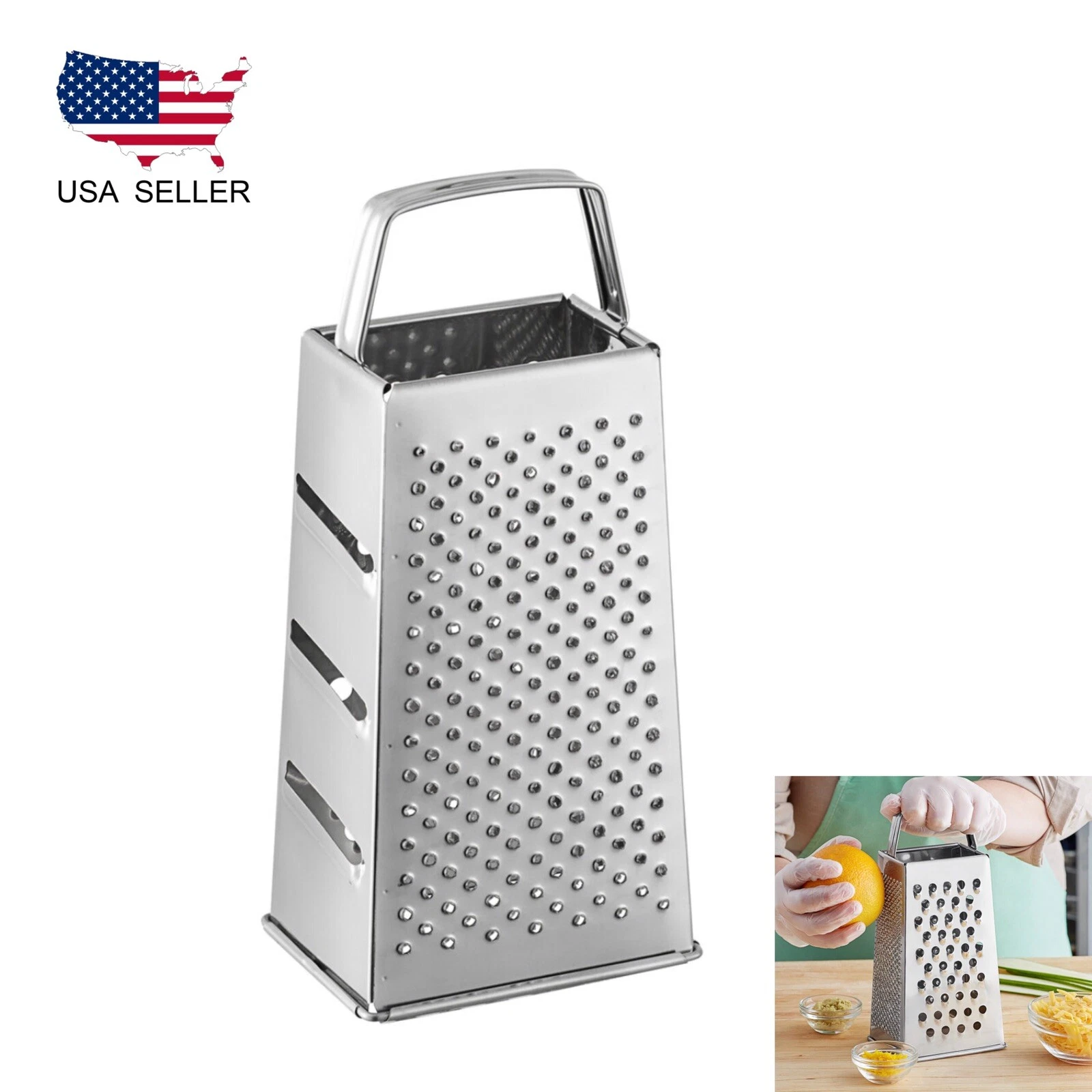 9’’ Cheese Grater Box Sided Cheese Shredder Stainless Steel Kitchen ...