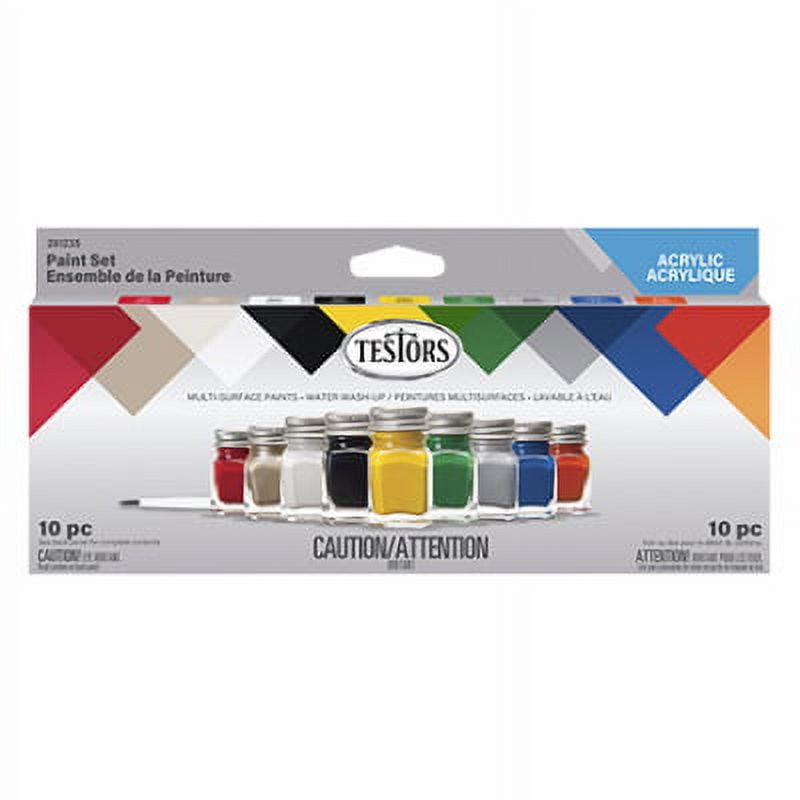 9 Color Acrylic All Purpose Paint Set Includes Nine 1/4 OZ Bottles Red ...