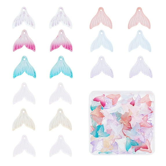 9 Color Fishtail Beads 90pcs Fishtail Charms with Glitter Powder Glass ...