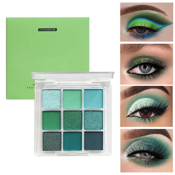 9-Color Green Fruity Shimmer Eyeshadow Palette - Long-Lasting Pigmented ...