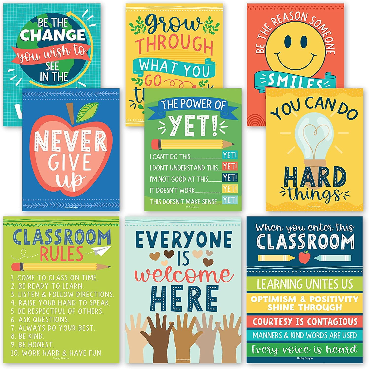 9 Colorful Classroom Decor Signs - Welcome Sign For Classroom ...