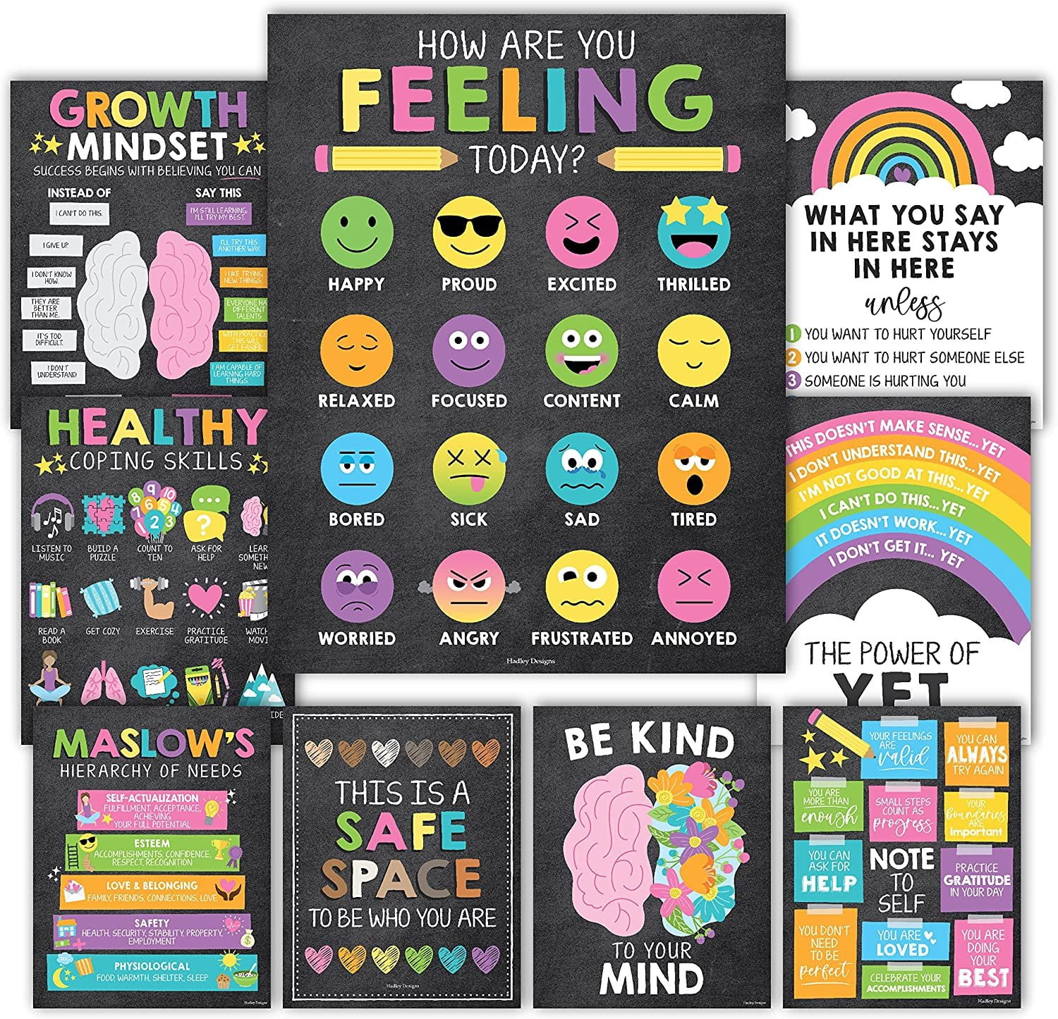 9 Colorful Mental Health Posters for Classroom Elementary - School ...