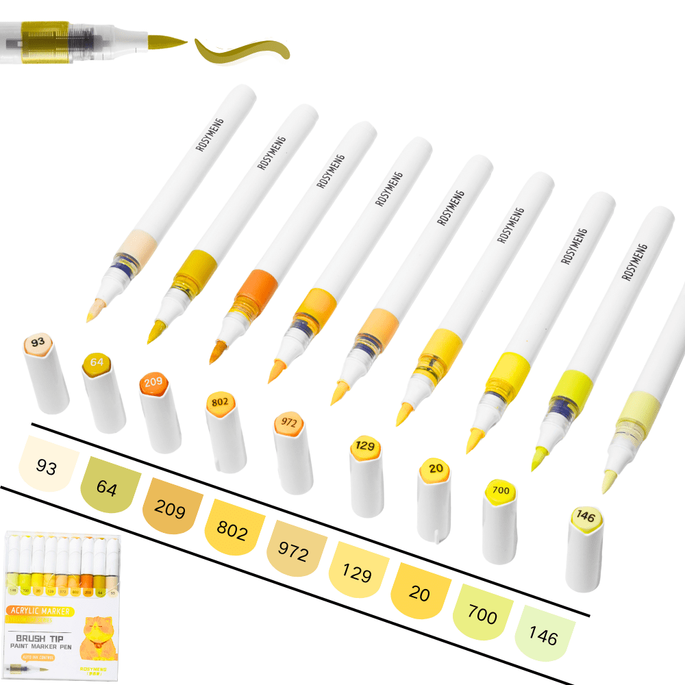 9 Colors Acrylic Paint Markers, Direct Liquid Acrylic Marker Pen with ...