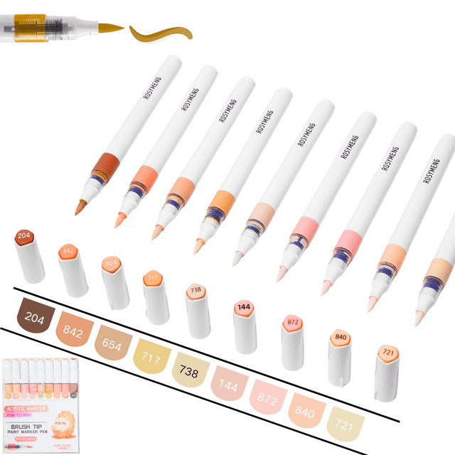 9 Colors Acrylic Paint Markers, Direct Liquid Acrylic Marker Pen with ...