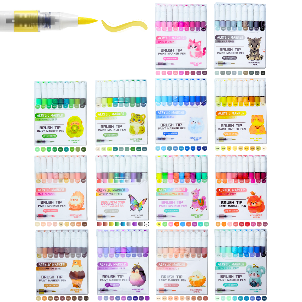 9 Colors Acrylic Paint Markers, Direct Liquid Acrylic Marker Pen with ...