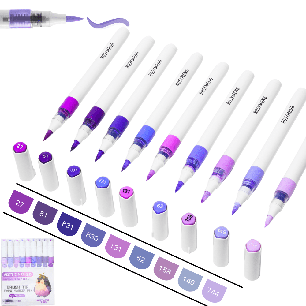 9 Colors Acrylic Paint Markers, Direct Liquid Acrylic Marker Pen with ...