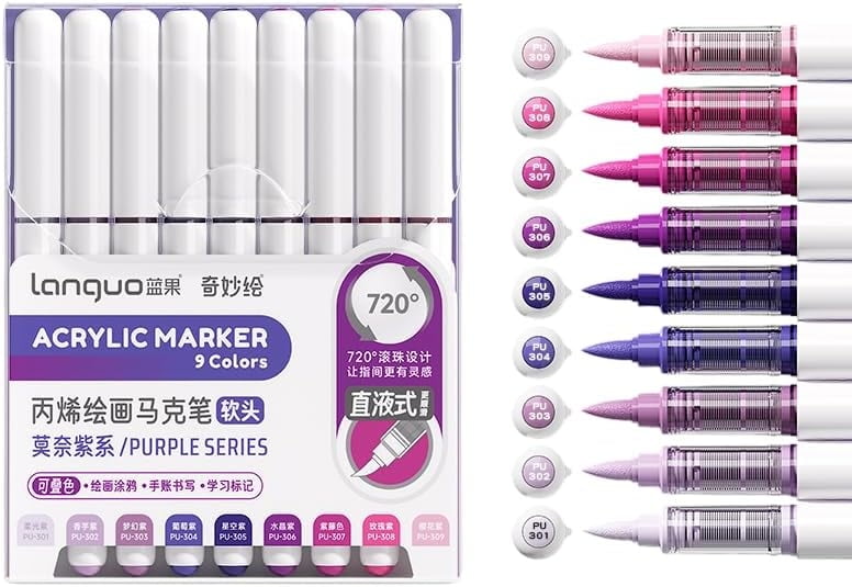 9 Colors Acrylic Paint Markers Paint Pens, Direct Liquid Acrylic ...