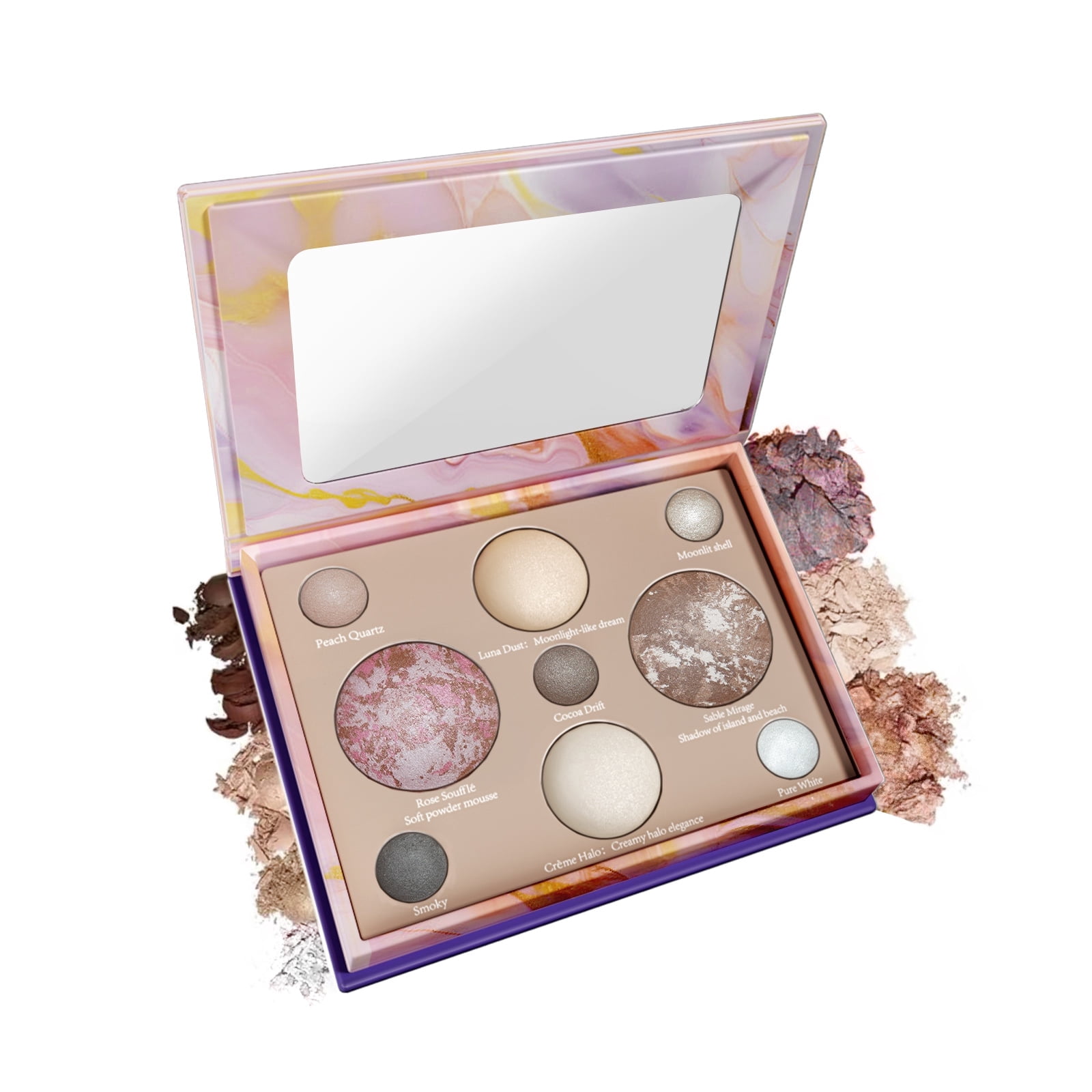 9 Colors Baked Makeup Palette, 4 in 1 Make up Palette with Bronzer ...