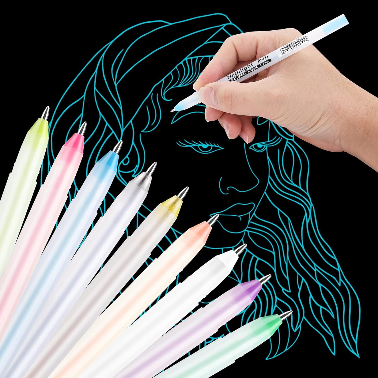 9 Colors Gel Pen Set, 0.8mm Fine Point Rollerball Pens Line Drawing Gel ...