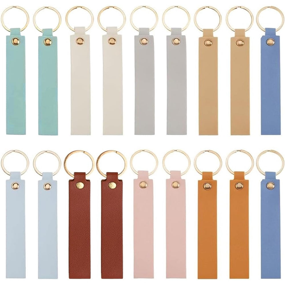 9 Colors PU Leather Keychain with Iron Key Rings Mixed Color 137~140mm ...