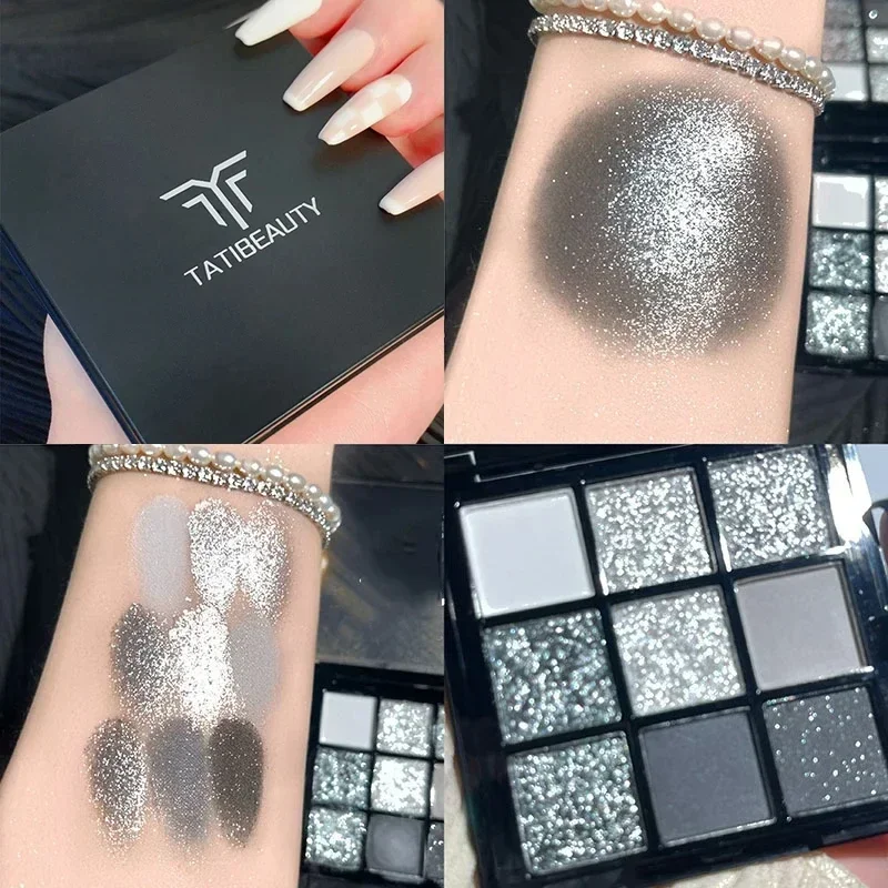 9 Colors Punk Smokey Matte Glitter Eyeshadow Palette Shimmer Eye Shadow ...