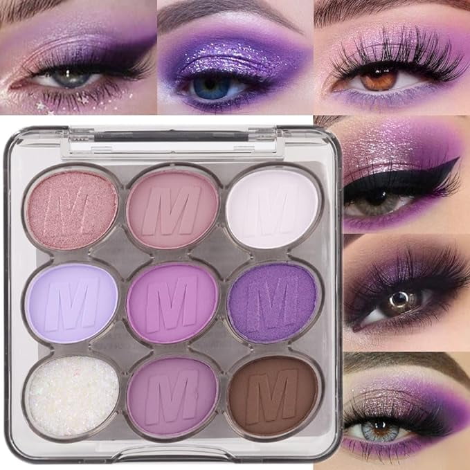 9 Colors Purple Grape Matte Shimmer Eyeshadow Palette for Eye Makeup ...
