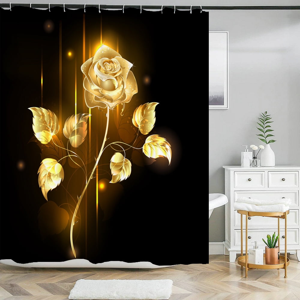 9 Colors Rose Print 3D Shower Curtain Waterproof Polyester Bathroom ...