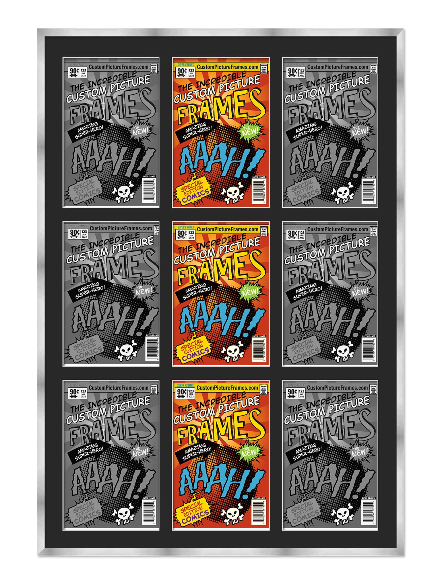 9 Comic Book Frame Silver Collage Comic Book Frame with Black Mat to ...