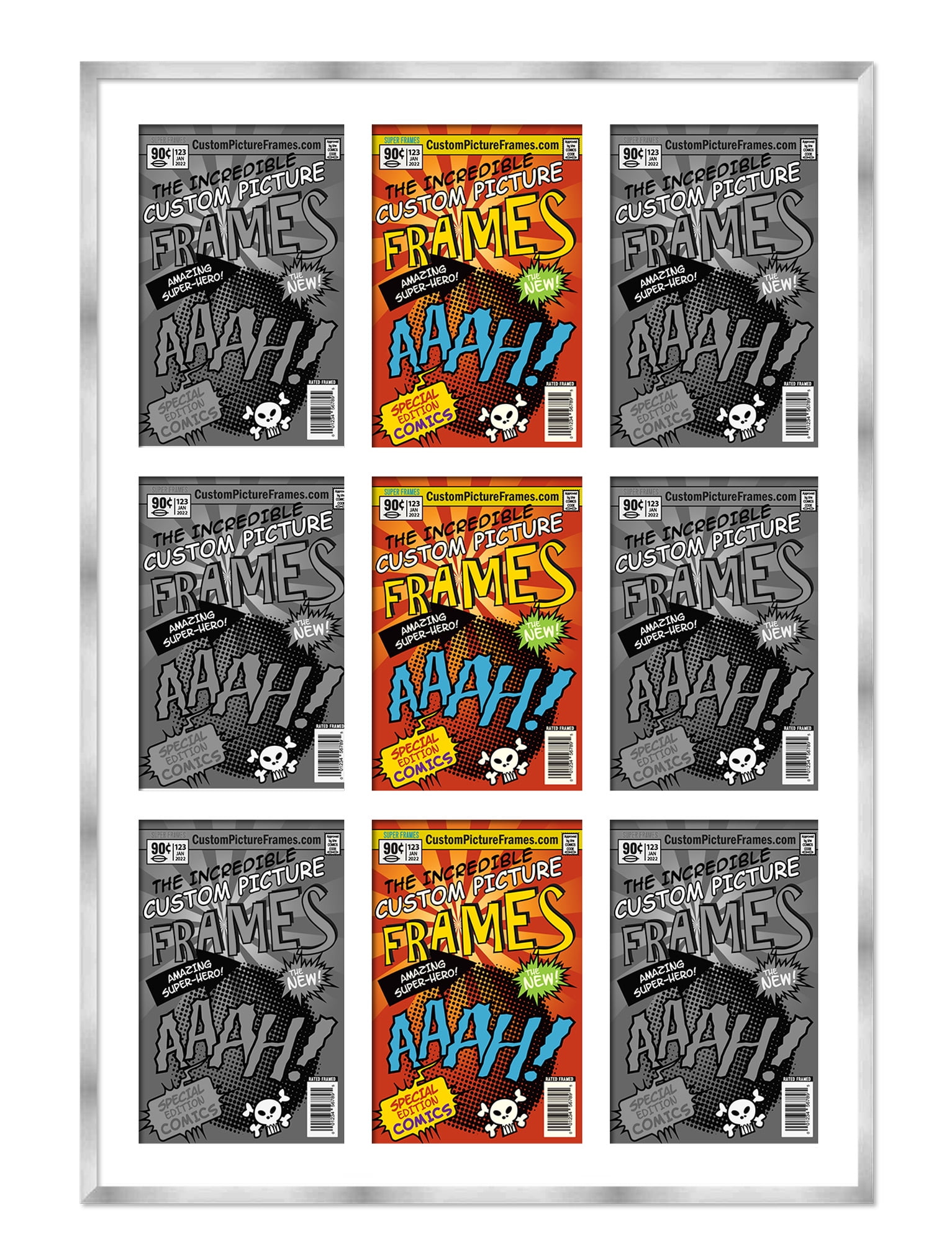9 Comic Book Frame Silver Collage Comic Book Frame with White Mat to ...
