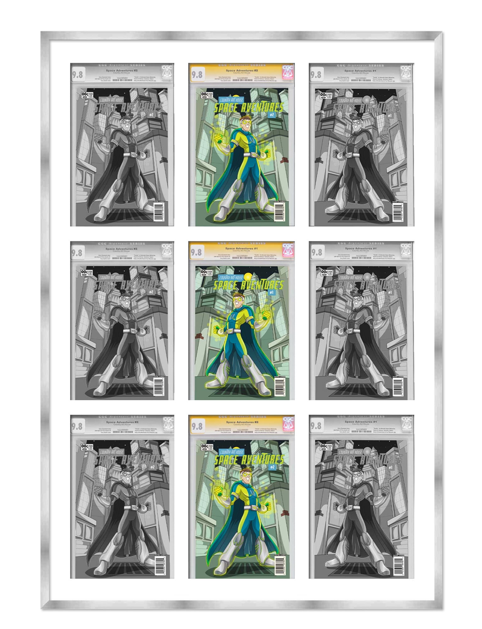 9 Comic Book Frame Silver Collage Comic Book Frame with White Mat to ...