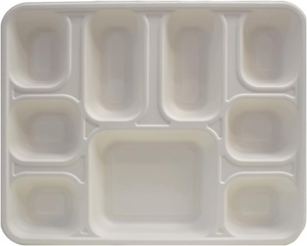 9 Compartment Biodegradable Party Thali Plates (50 Pack) - Walmart.com
