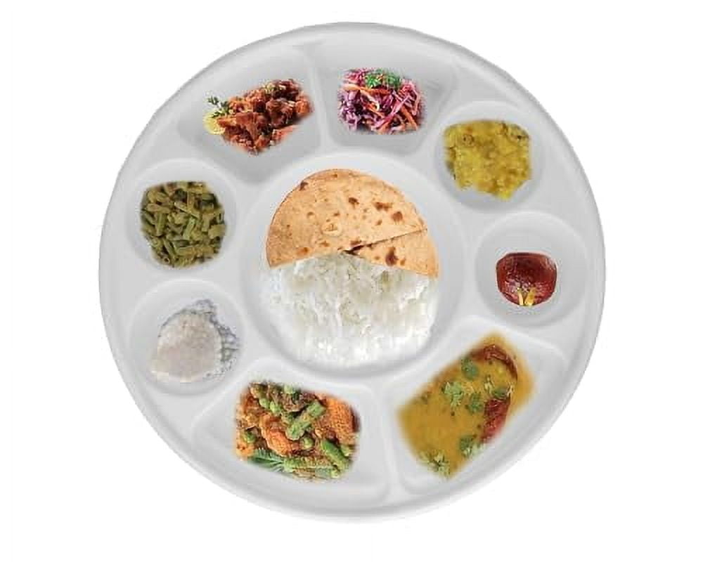 9 Compartment White Disposable Party Thali Plates (100 Pack) - Walmart.com