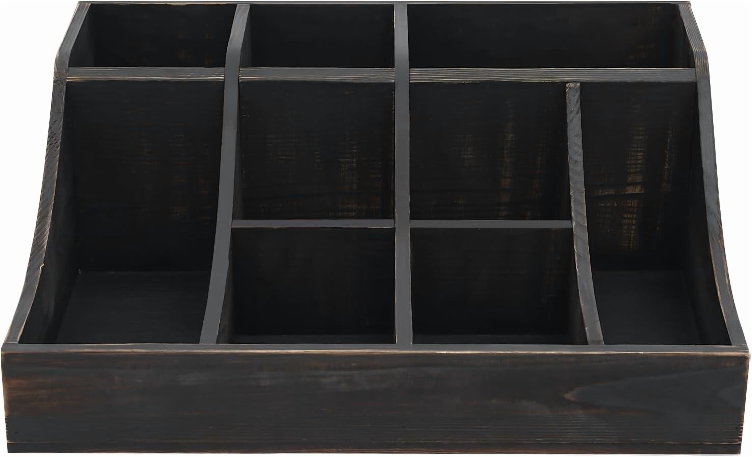 9-Compartment Wooden Coffee Organizer,Countertop Coffee Condiment Caddy ...