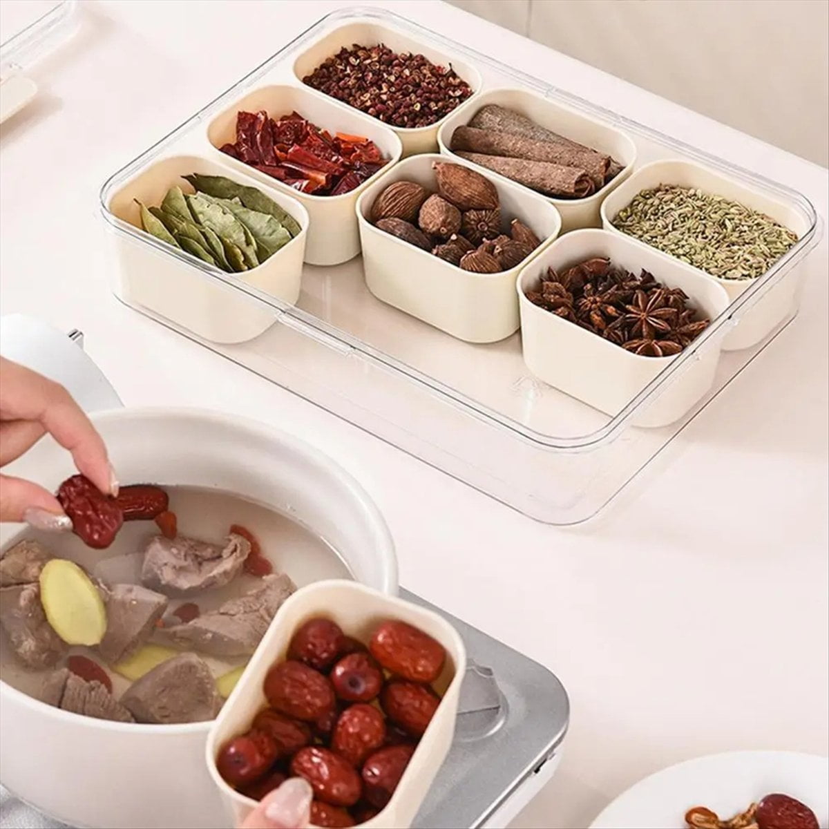 9 Compartments Divided Serving Tray with Lid Portable Snack Box Kitchen ...