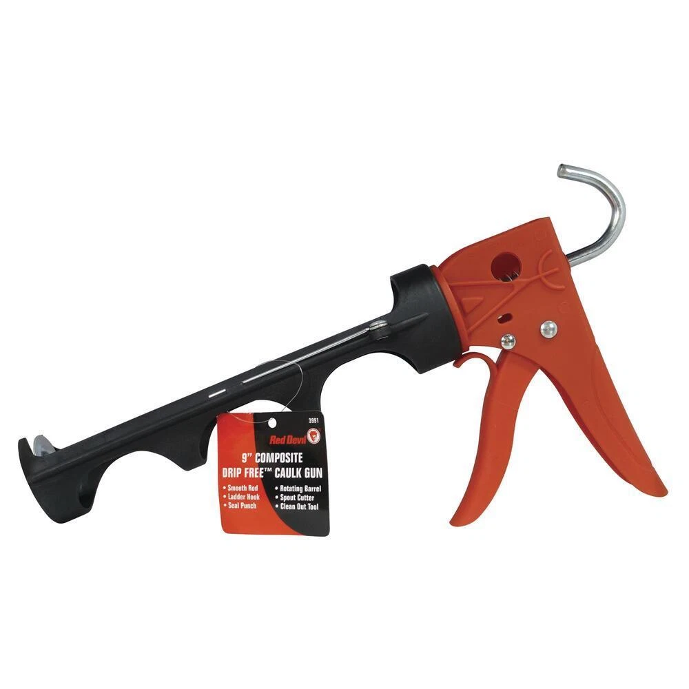 9" Composite Drip Free Caulk Gun with Integrated Spout Cutter & Ladder ...